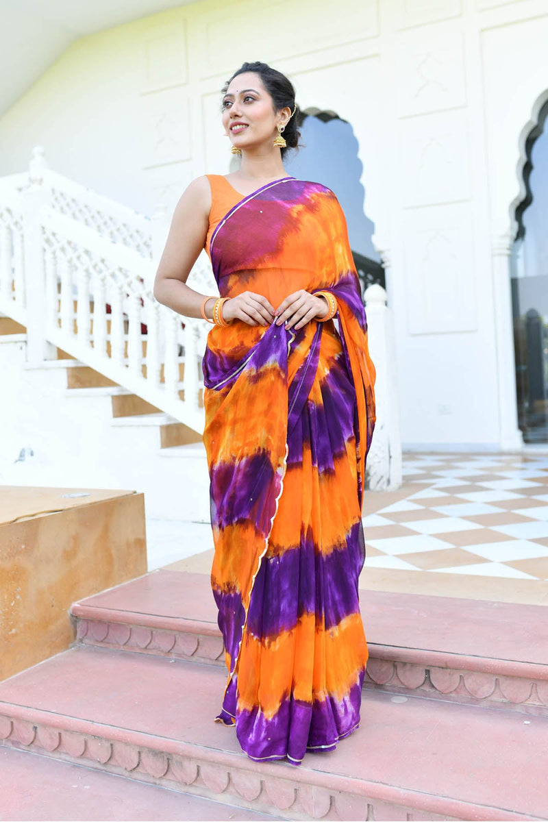 MULMUL BIRD OF PARADISE CHIFFON SAREE – Jannat.com